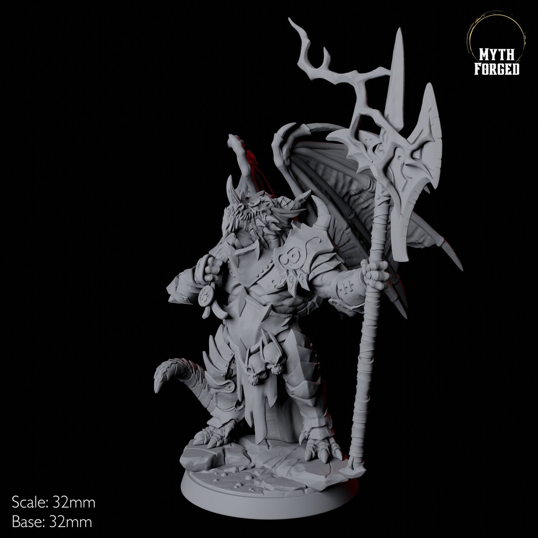 Winged Dragonborn General Miniature for D&D, Dungeons and Dragons ...