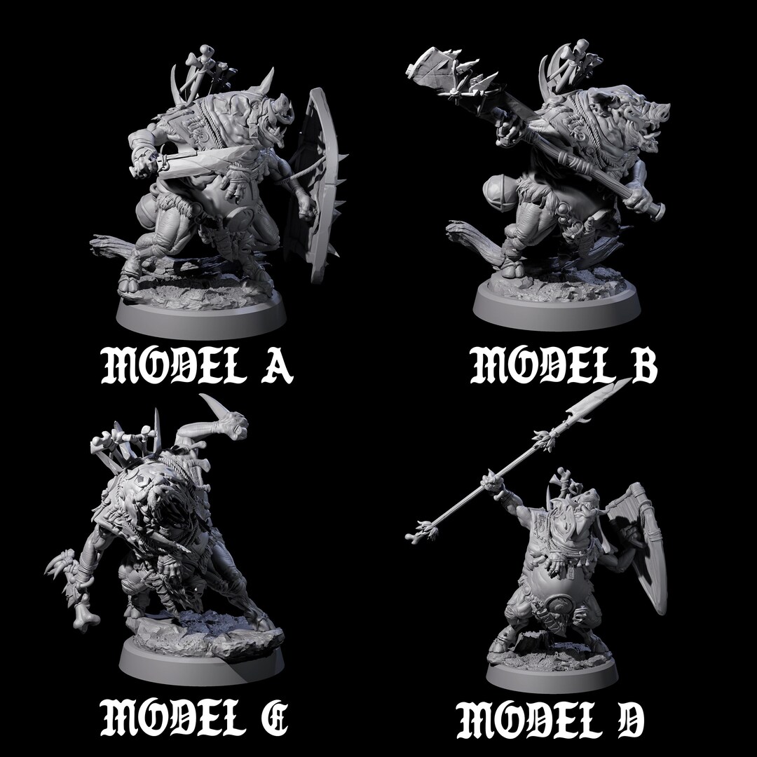 Four Oinking Boarfolk Soldiers Miniature for D&D, Dungeons and Dragons ...