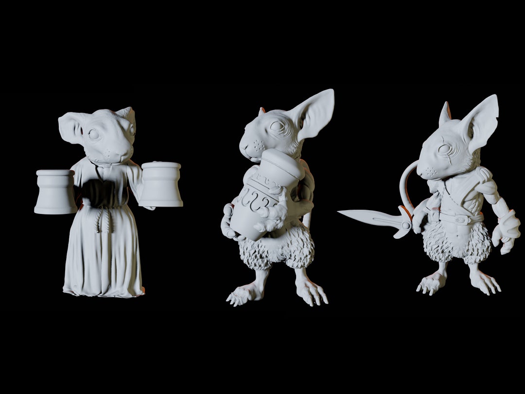 Three Mouselings, Mice, Mouse Miniature for D&D, Dungeons and Dragons ...
