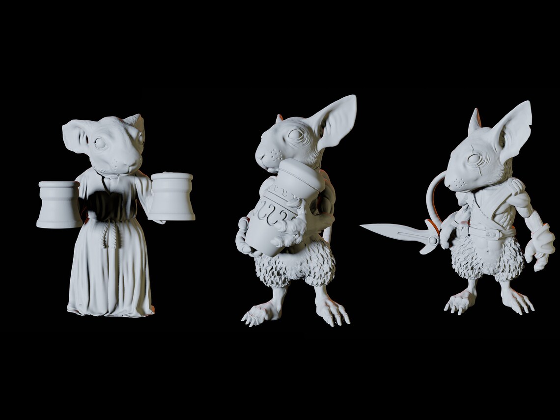 Three Mouselings Mice Mouse Miniature for D&D Dungeons and | Etsy