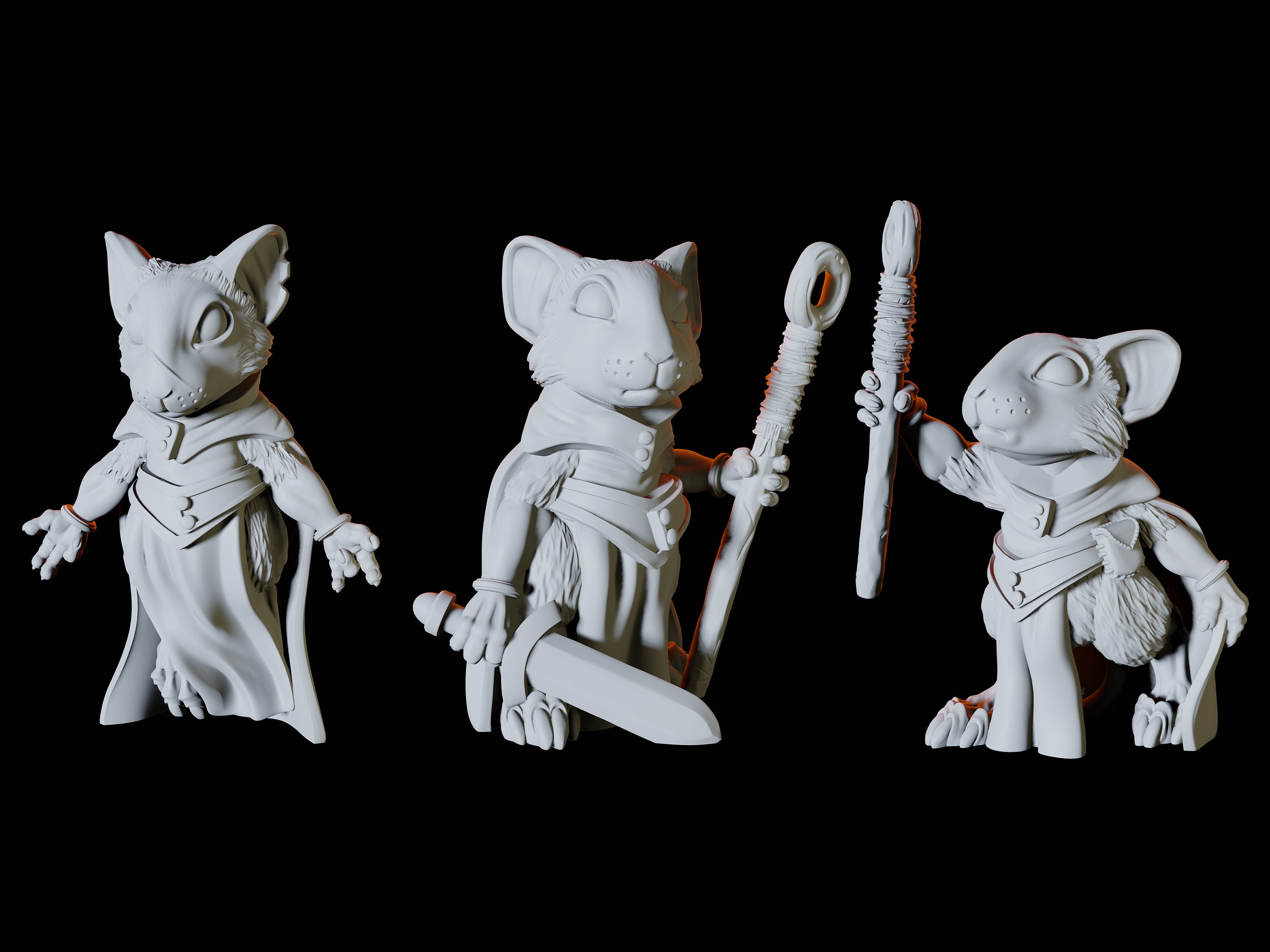 Three Mousling Mice Priests or Clerics Miniature for D&D | Etsy