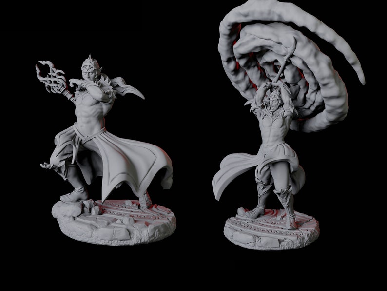 Two Elf Mage Adept Miniatures for D&D, Dungeons and Dragons, Pathfinder ...