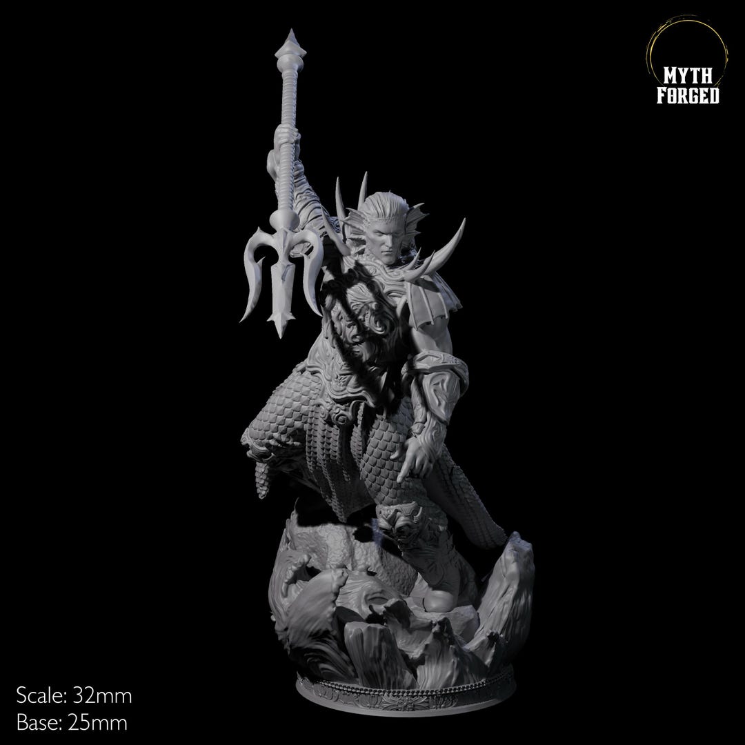 Sea Elf or Triton Warrior With Trident Miniature for D&D, Dungeons and ...