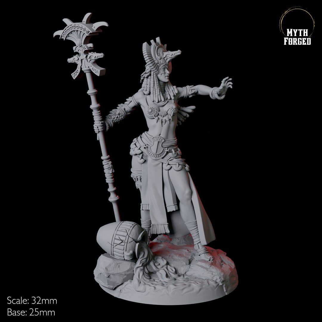 Female Crocodile Worshipping Priestess Miniature B for D&D, Dungeons ...