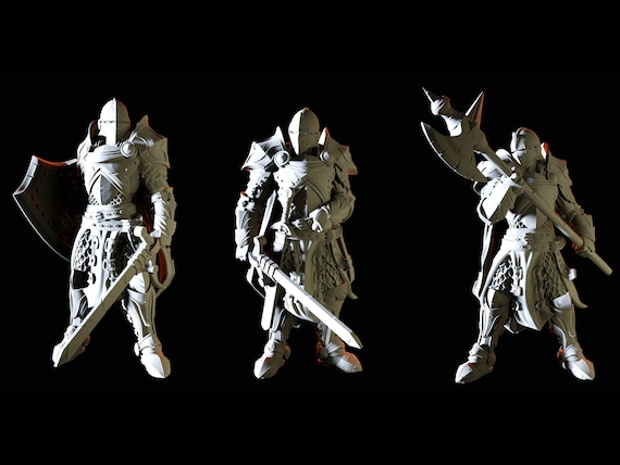Three Royal Knight Miniatures for D&D Dungeons and Dragons - Etsy