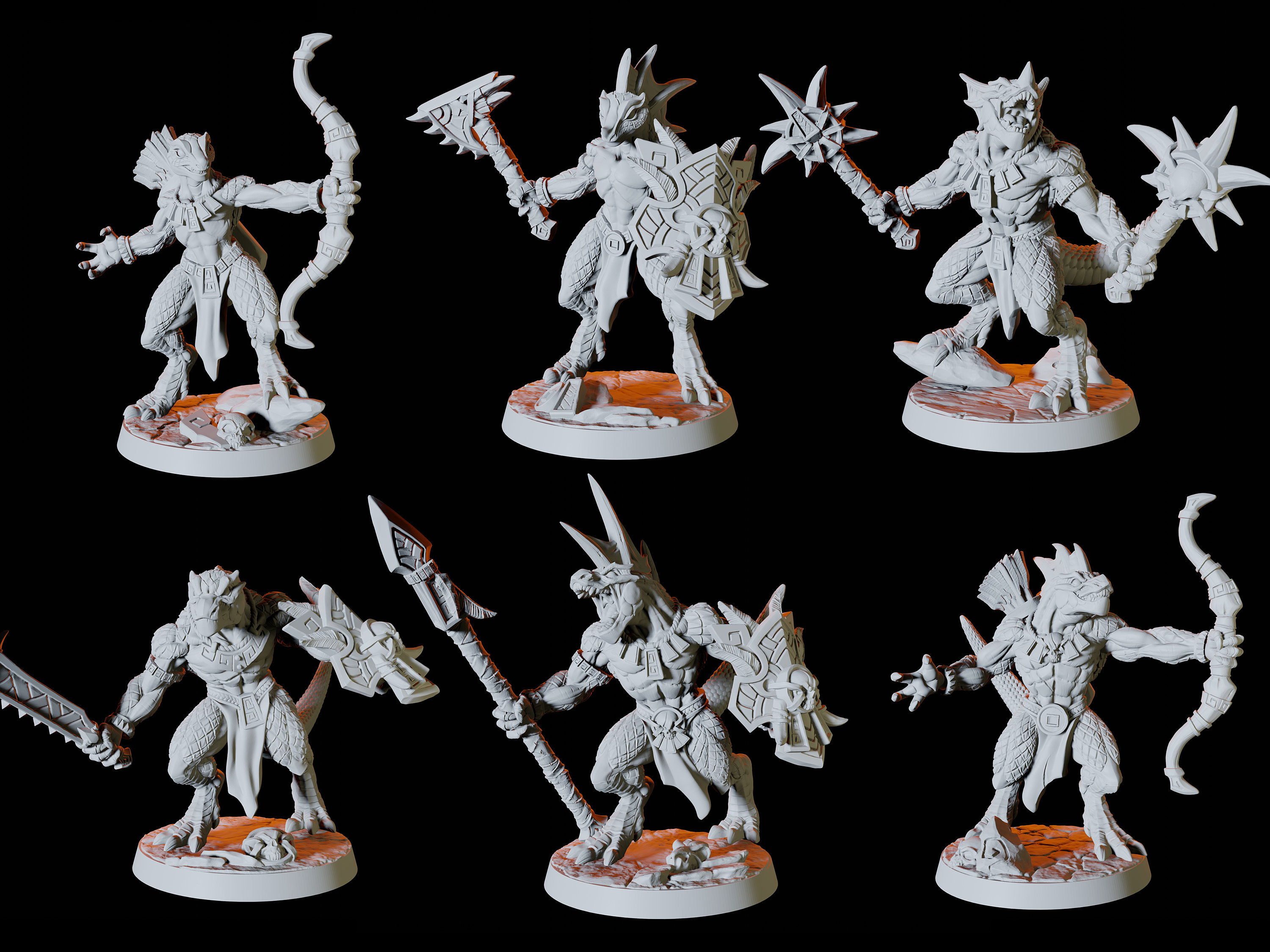Six Lizardfolk Warriors Soldiers for D&D, Dungeons and Dragons ...