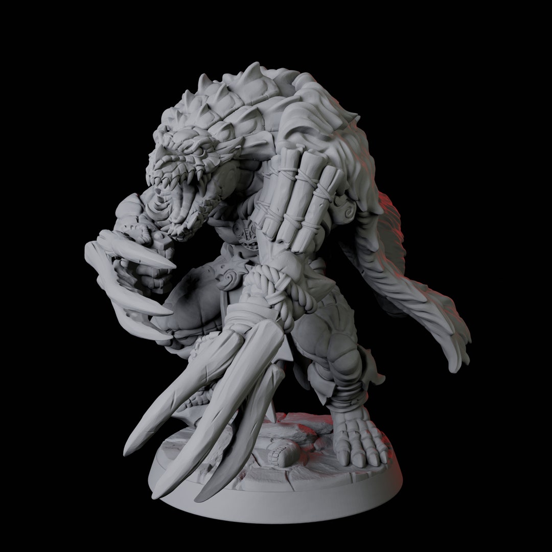 Powerful Lizardfolk Warrior Miniature E for D&D, Dungeons and Dragons ...