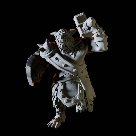 Bugbear Miniature With Hammer for D&D Dungeons and Dragons | Etsy