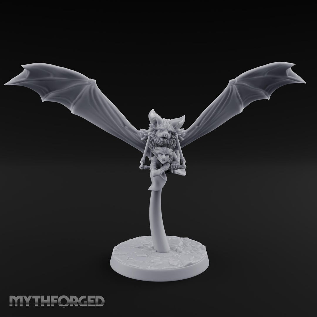 Bat Riding Gnome Courier Miniature for D&D, Dungeons and Dragons ...