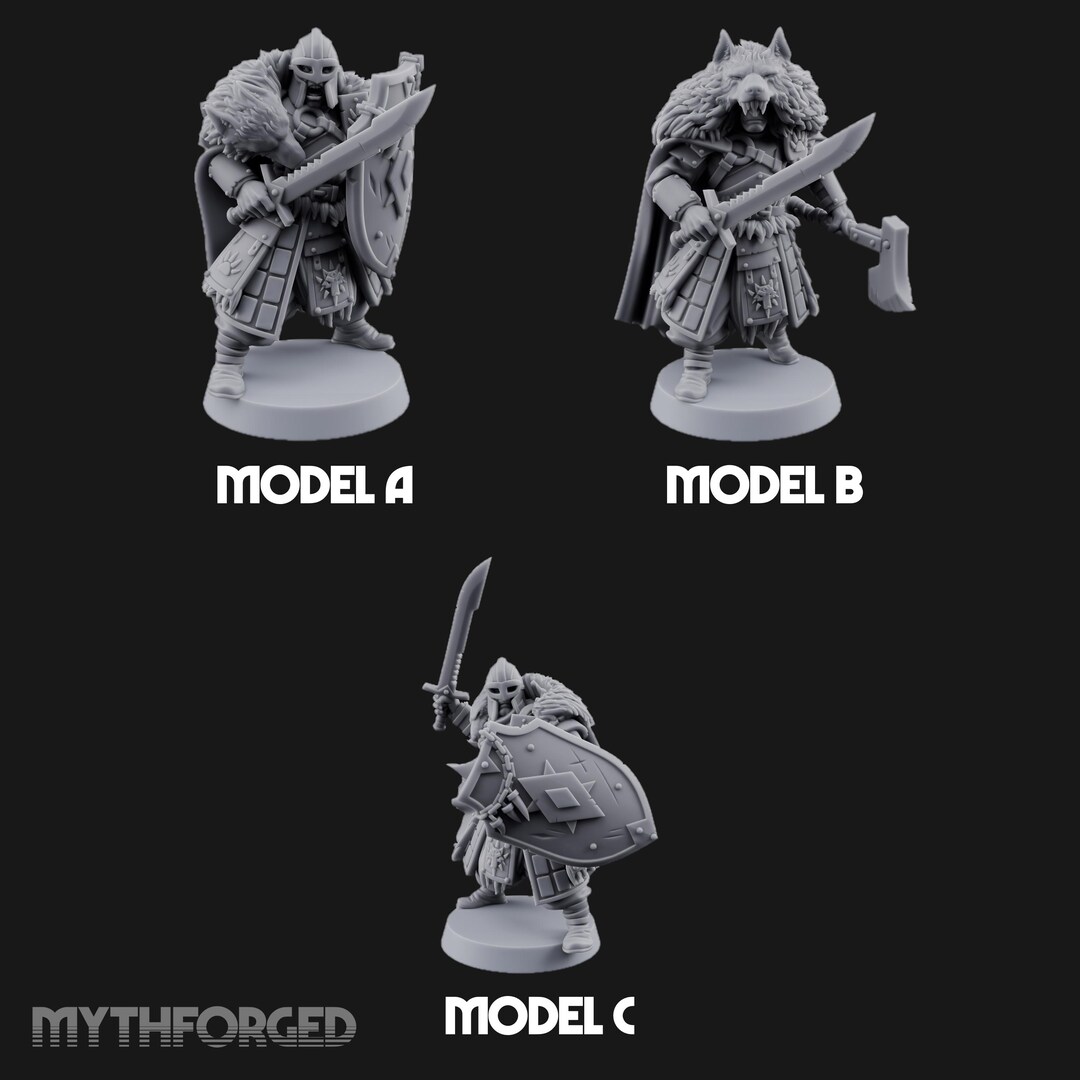 Fur-cloaked Wolfpack Knights Miniature for D&D, Dungeons and Dragons ...