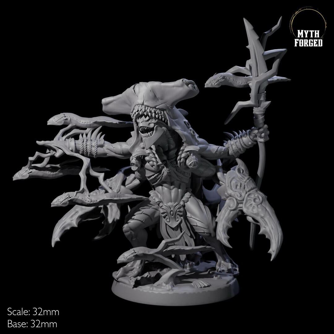 Sparking Multi-armed Sahuagin, Merrow or Kau-toa Sorcerer Miniature for ...