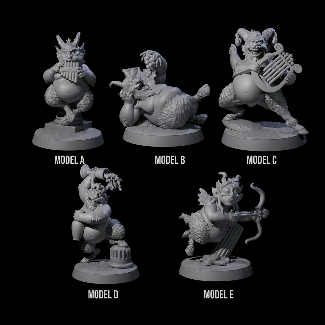 Five Mischievous Satyrs Miniature for D&D, Dungeons and Dragons ...