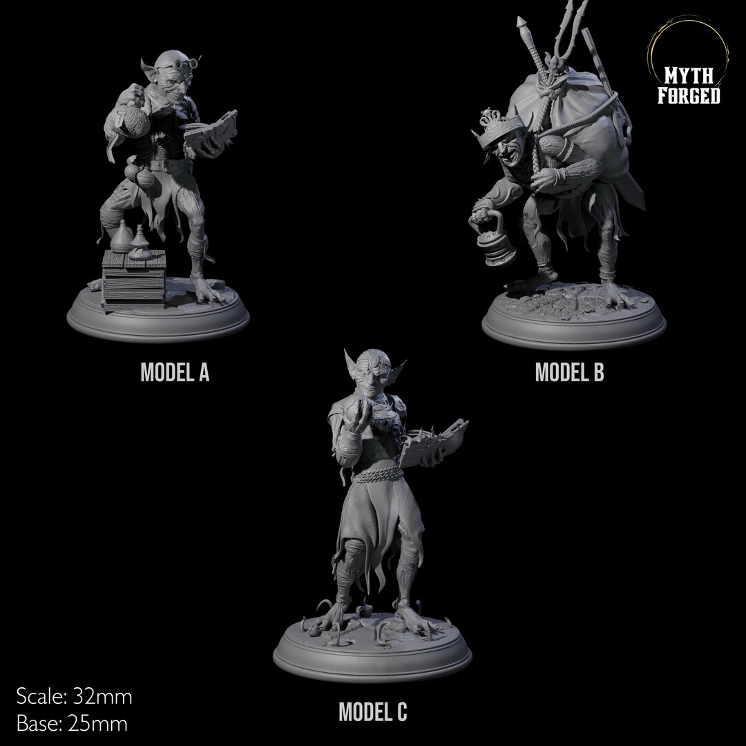 Three Plotting Goblin Miniatures for D&D, Dungeons and Dragons ...