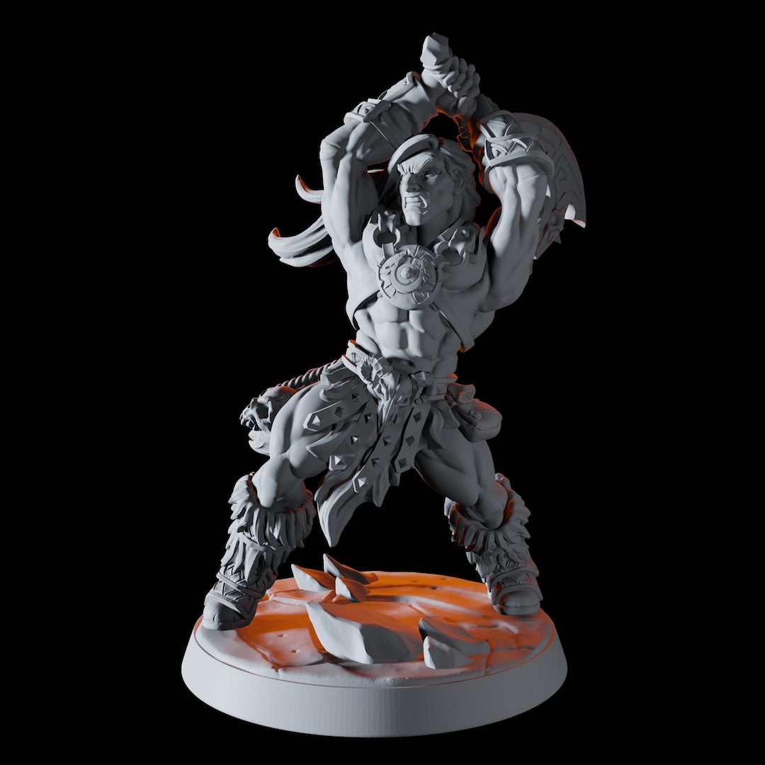 Human Barbarian Miniature B - D&D, Dungeons and Dragons, Pathfinder and ...