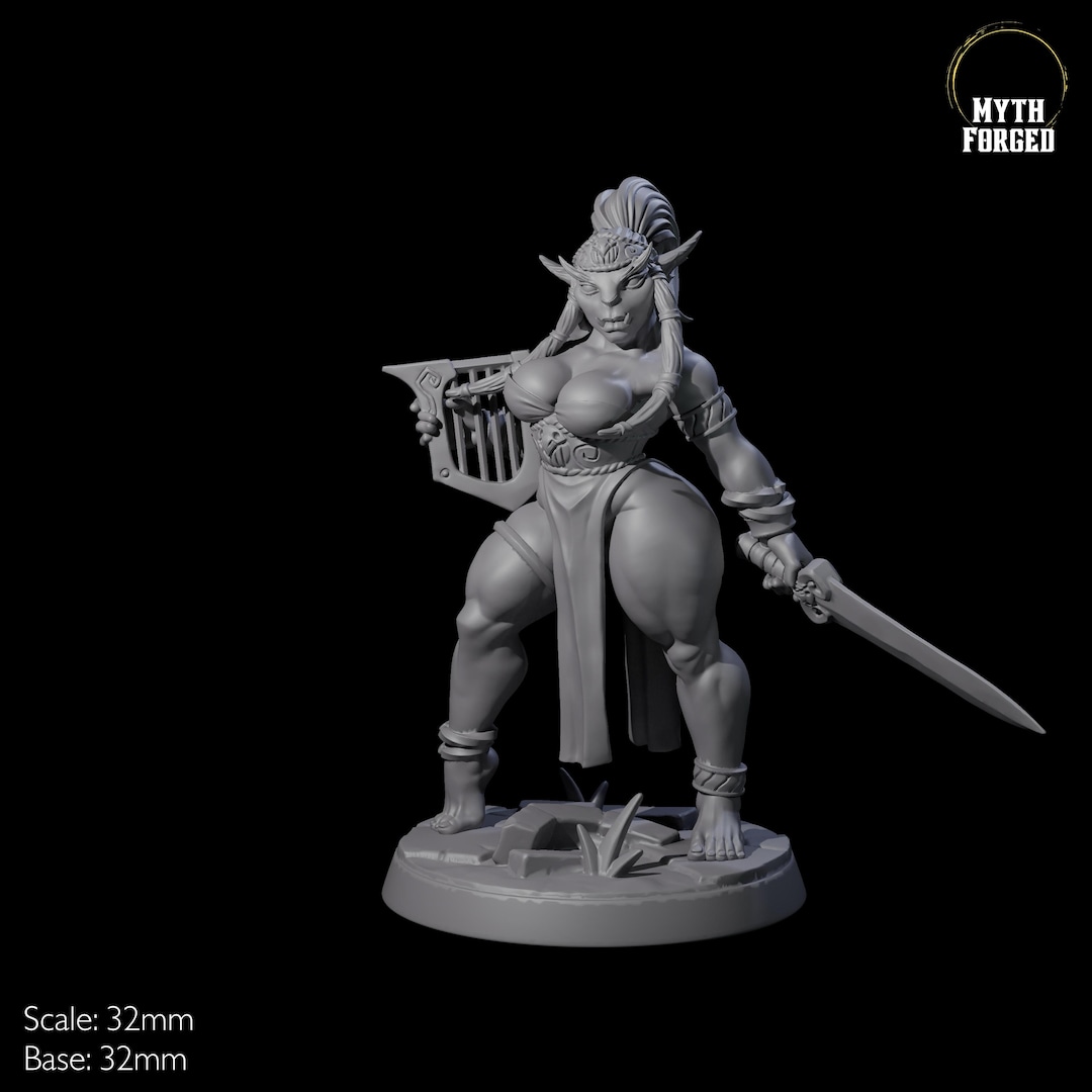 Sexy Bugbear Bard Pin up Miniature for D&D, Dungeons and Dragons, Pathfinder and Many Other ...