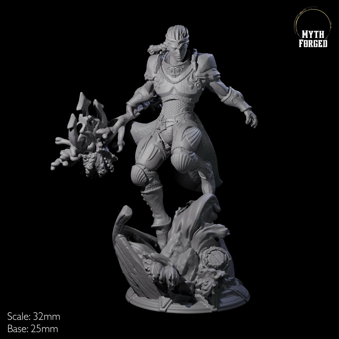 Surfing Sea Elf or Triton Wizard Miniature for D&D, Dungeons and ...