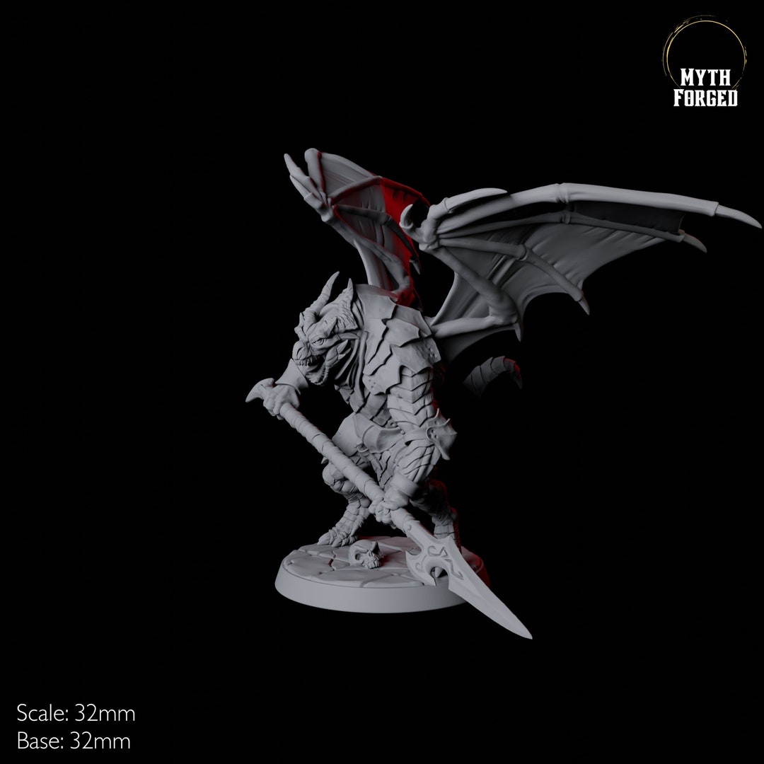 Winged Dauntless Dragonborn Fighter Miniature F for D&D, Dungeons and ...