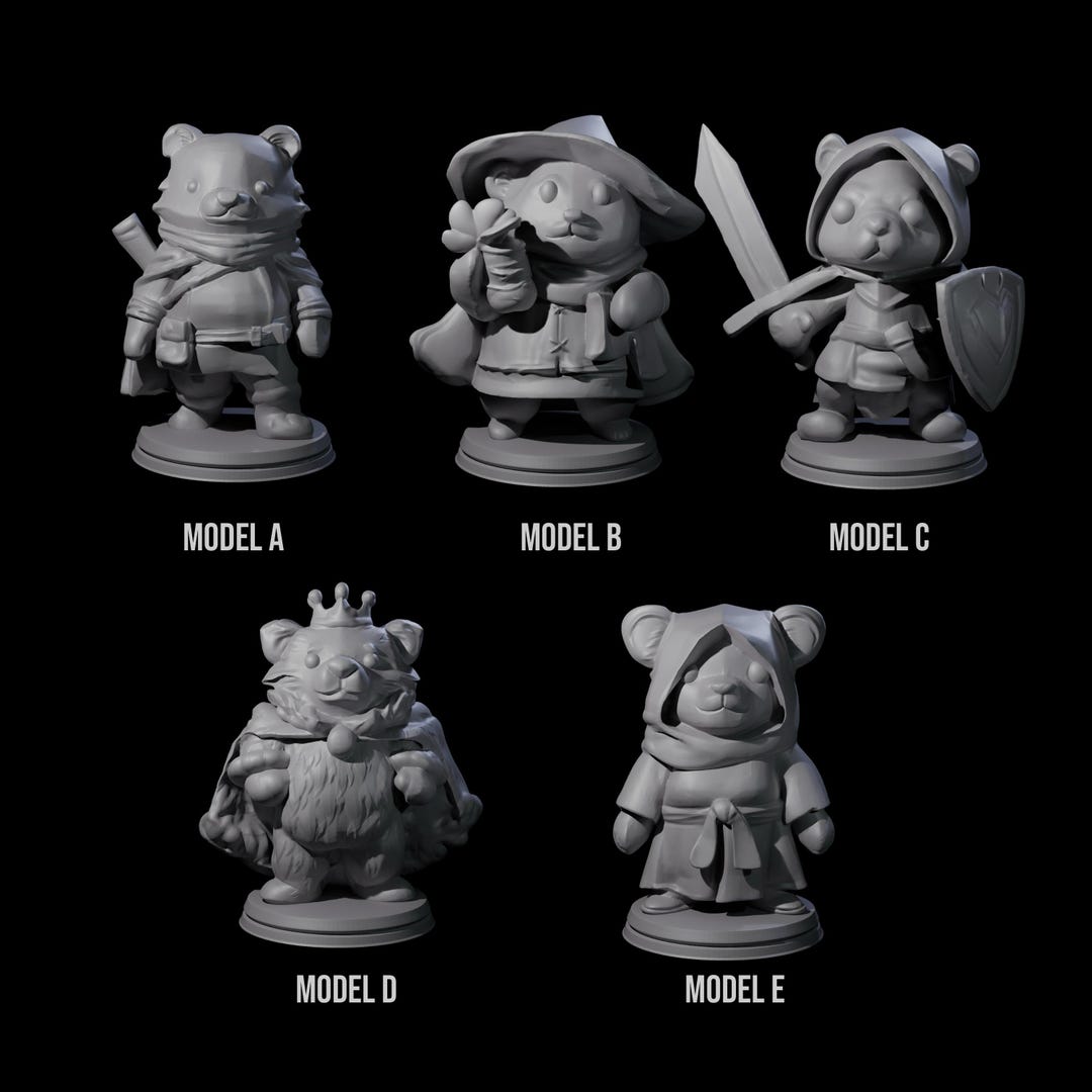 Five Cute Woodland Ursines Miniature for D&D, Dungeons and Dragons ...