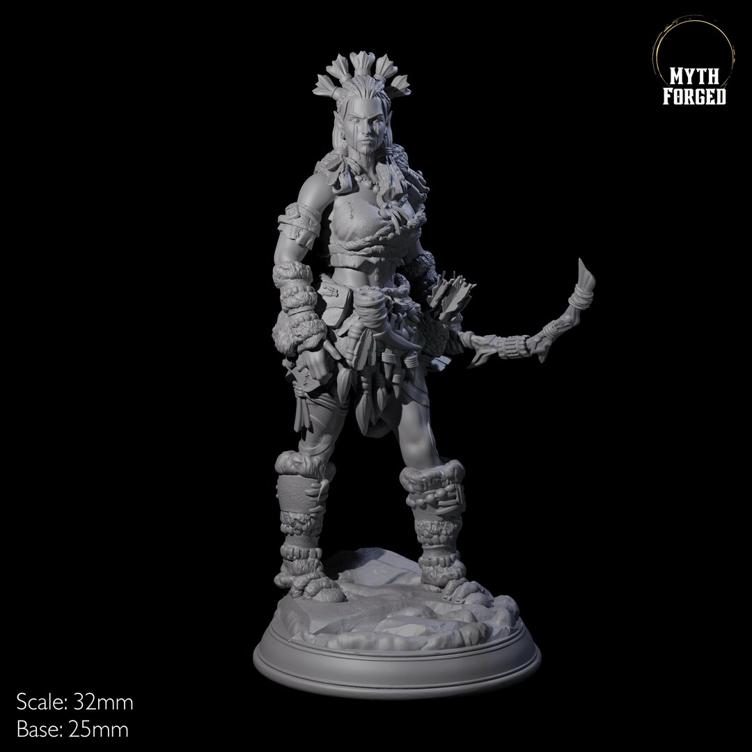 Female Goliath Hunter Miniature - D&D, Dungeons and Dragons, Pathfinder ...