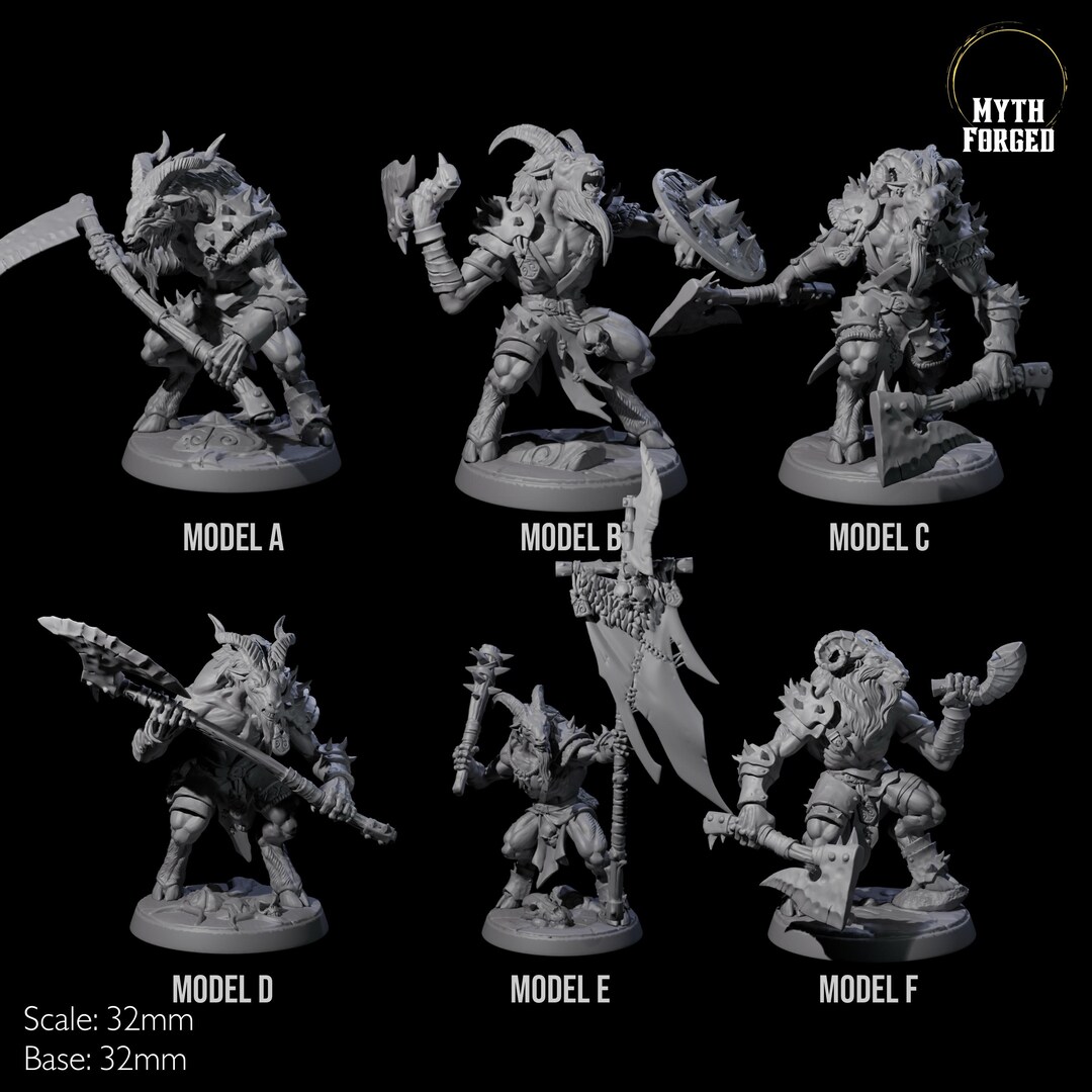 Six Shadowy Beastmen Miniature for D&D, Dungeons and Dragons ...