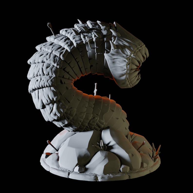 Coiled Purple Worm Miniature for D&D, Dungeons and Dragons, Pathfinder ...