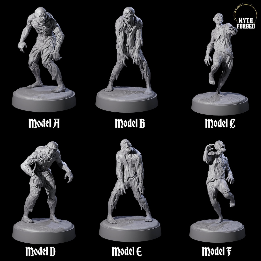 Six Restless Zombies Miniature for D&D, Dungeons and Dragons ...