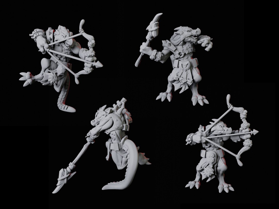 Four Kobold Ranger Miniatures for D&D, Dungeons and Dragons, Pathfinder ...