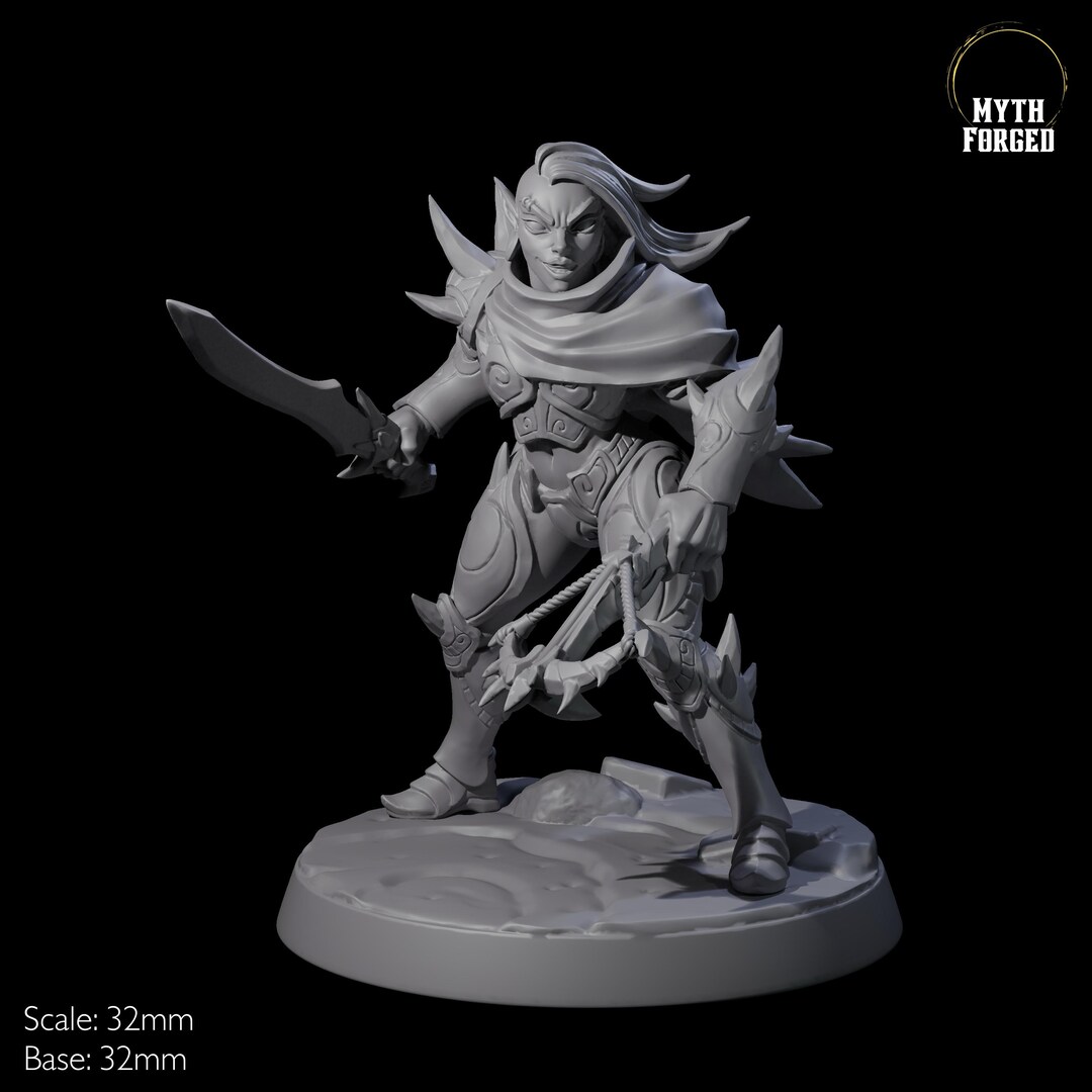 Female Nefarious Drow Assassin Miniature F for D&D, Dungeons and ...