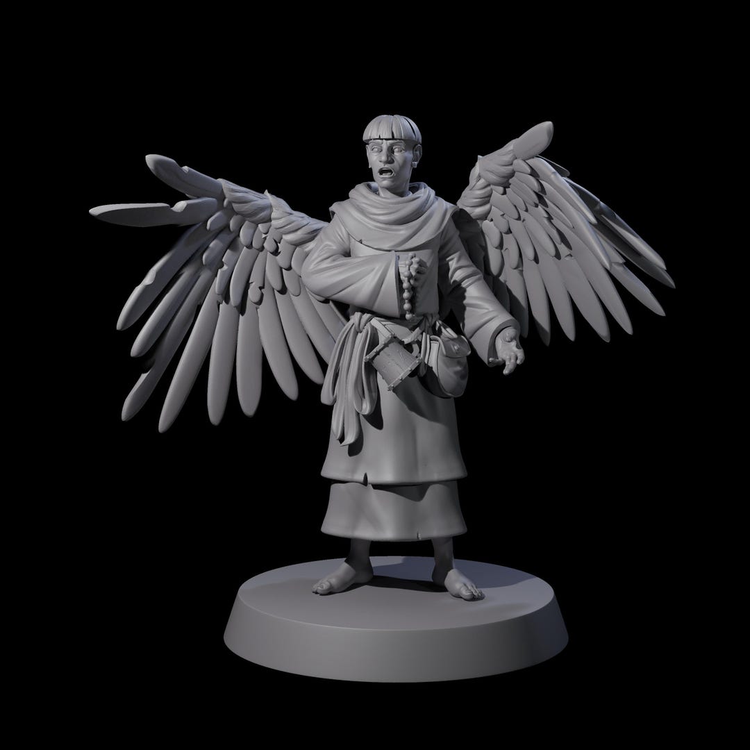 Winged Monk Miniature for D&D, Dungeons and Dragons, Pathfinder and ...