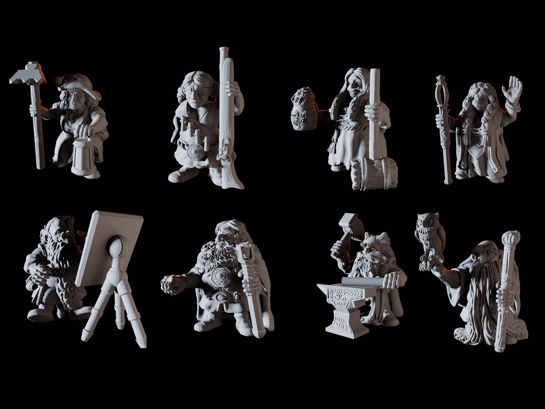 Eight Dwarf Elder Council Miniatures for D&D, Dungeons and Dragons ...