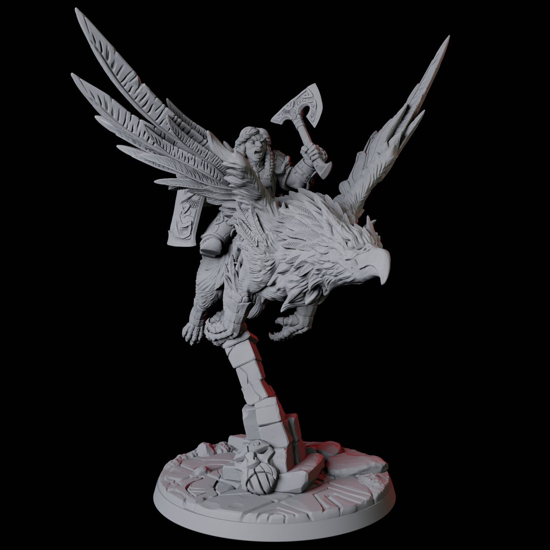 Dwarf Sky Cavalry Riding Griffon Miniature C for D&D, Dungeons and ...