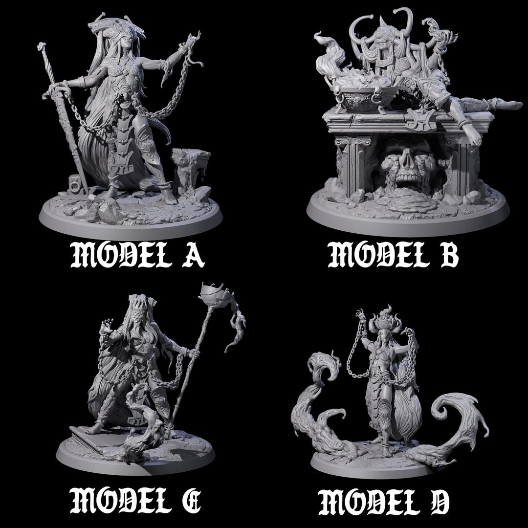 Four Chainbound Kyton Priestesses Miniature for D&D, Dungeons and ...