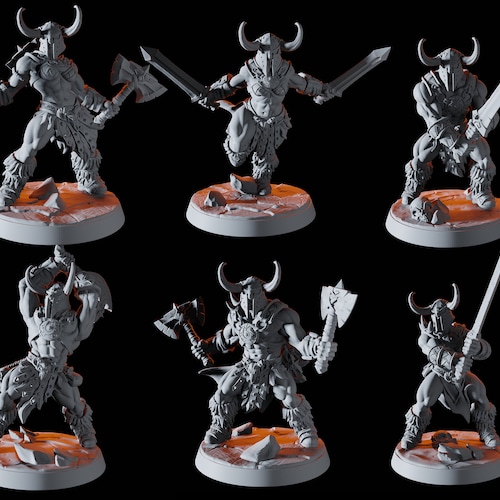 Six Human Barbarian Miniatures for D&D Dungeons and Dragons - Etsy
