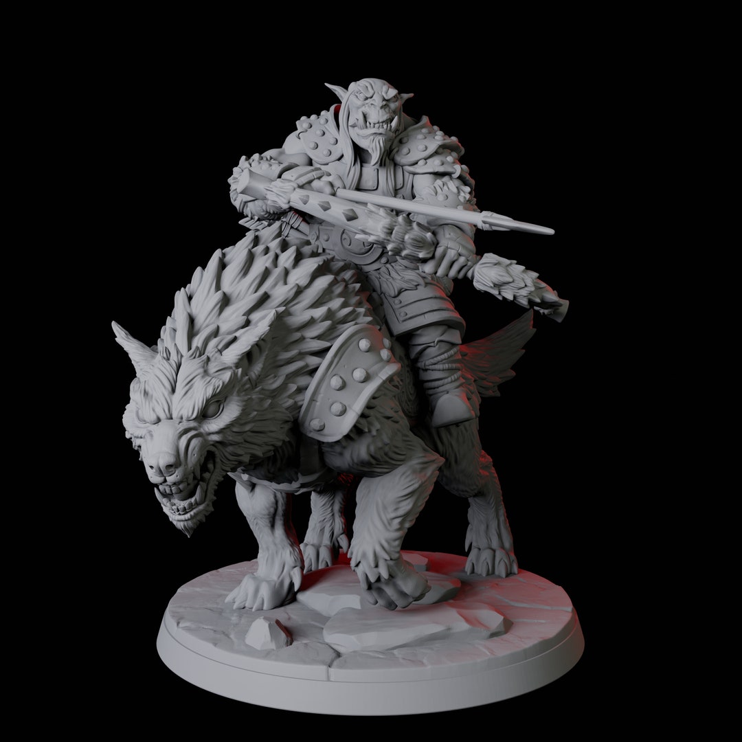Wolf Mounted Orc Rider Miniature B for D&D, Dungeons and Dragons ...
