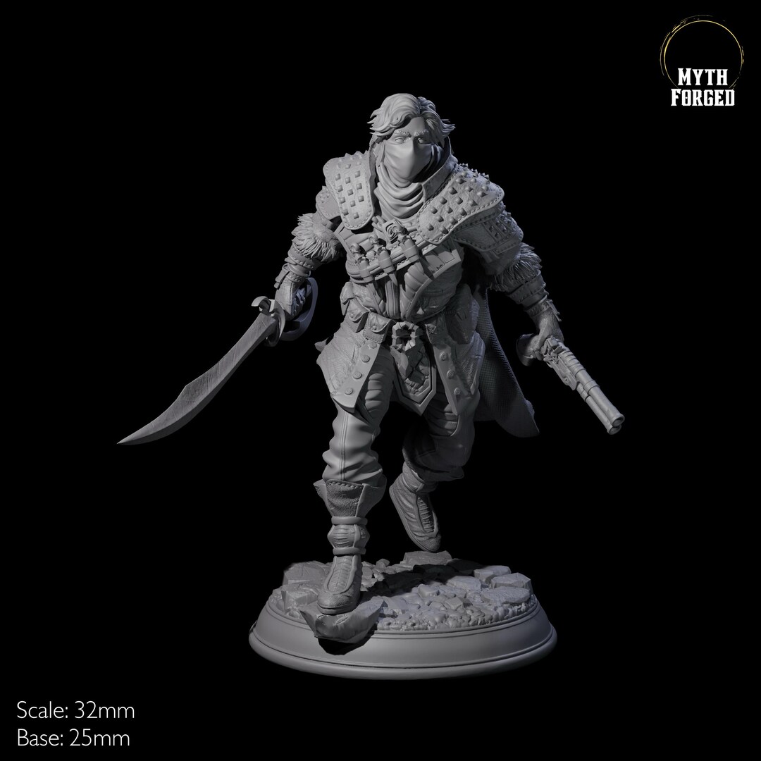 Masked Gunslinger Miniature for D&D, Dungeons and Dragons, Pathfinder ...