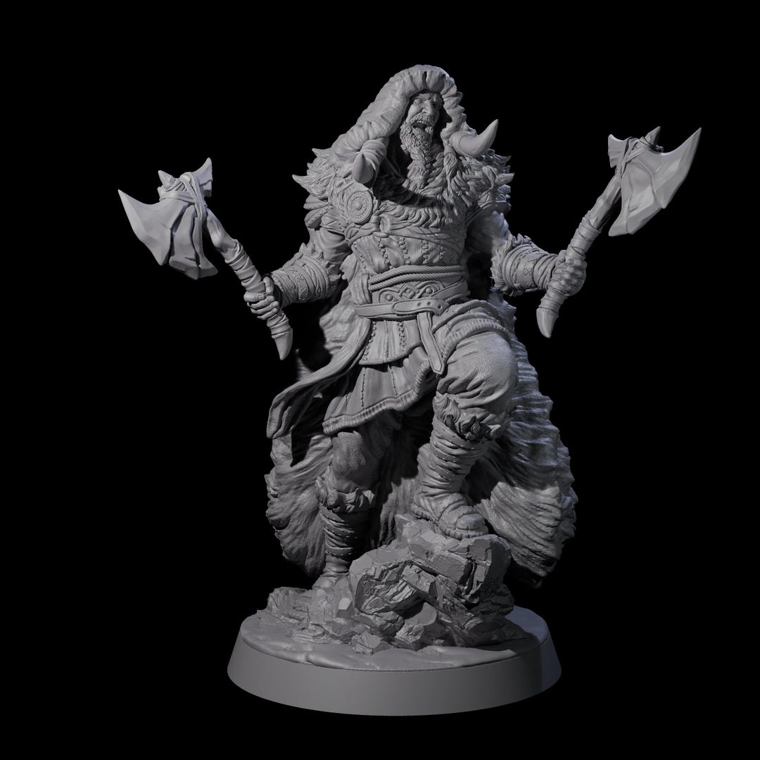 Roaring Woodland Barbarian Champion Miniature for D&D, Dungeons and ...