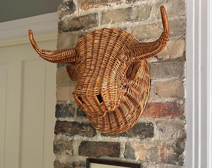 Vintage Wicker Bull’s Head - Etsy