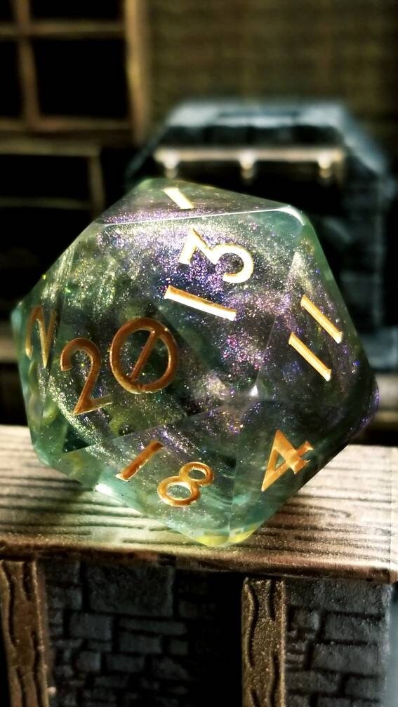 Big Large Dice 40mm Oversized D20 sea Glass Galaxy Die dungeons and ...