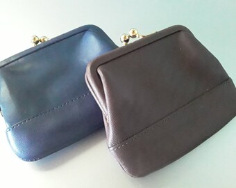 SALE Vintage Coach Double Purse in Black Leather Double Pocket Kisslock ...