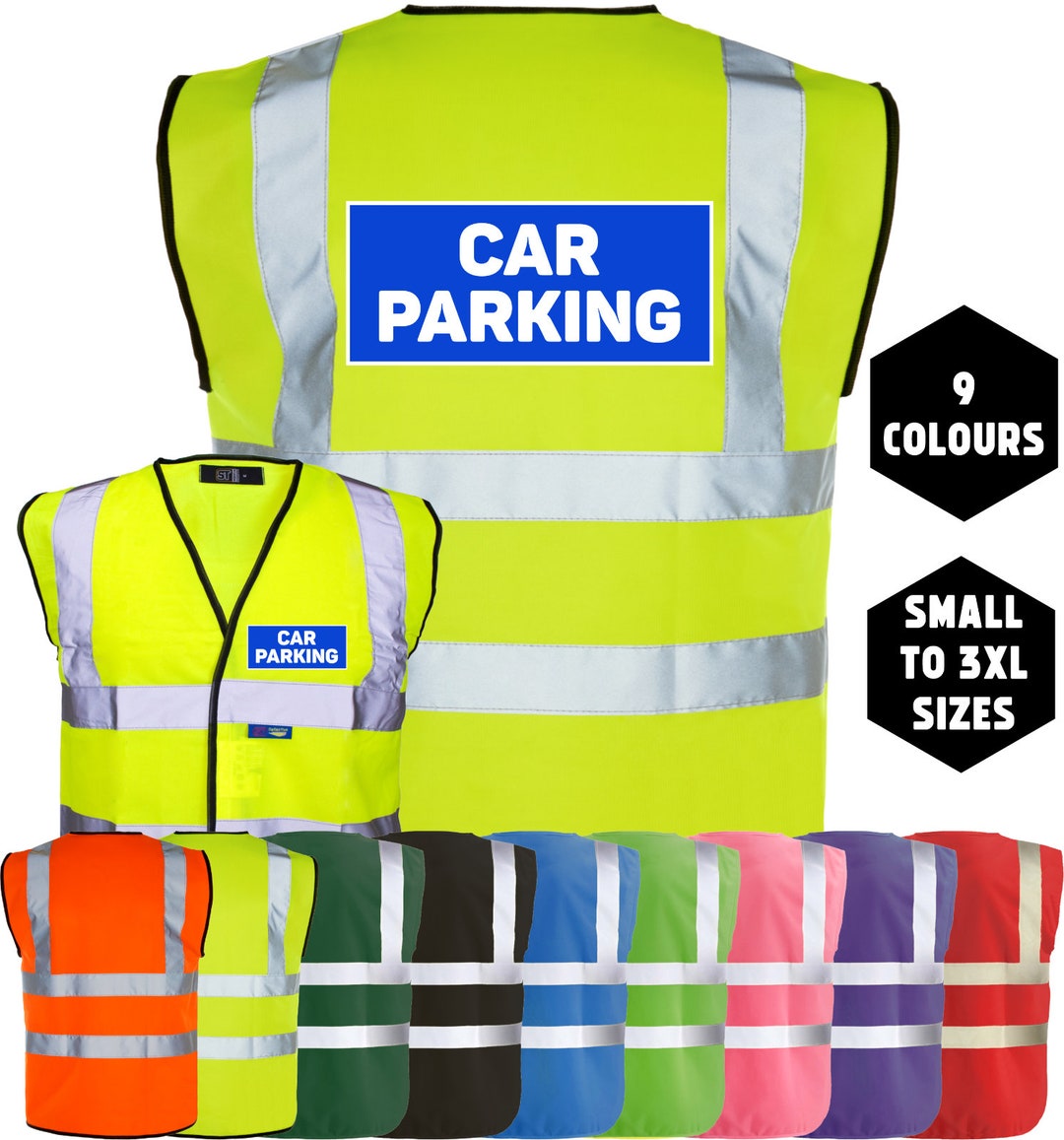 Car Parking Printed Hi-vis High Viz Visibility Safety Vest Waistcoat ...