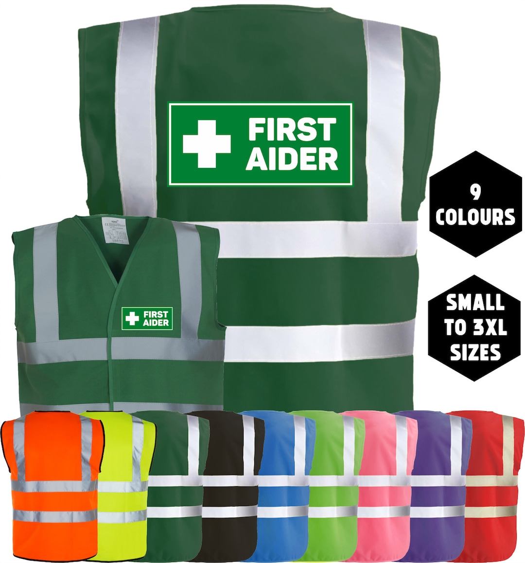 First Aider Printed Hi-vis High Viz Visibility Safety Vest Waistcoat ...