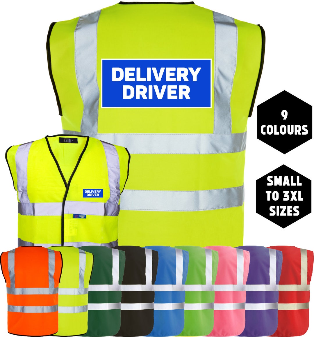 Delivery Driver Printed Hi-vis High Viz Visibility Safety Vest ...