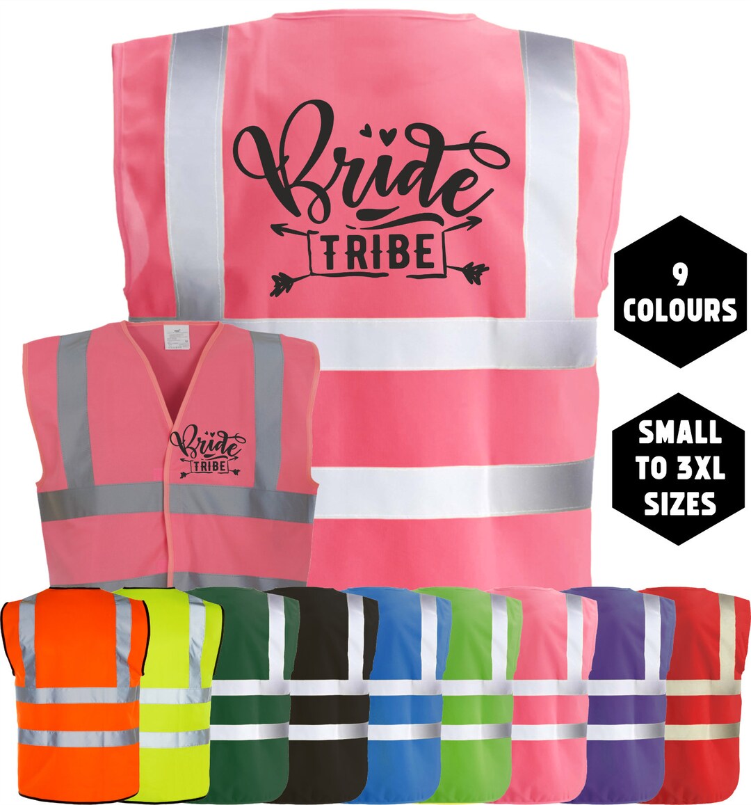 Bride Tribe Bride Hen Do Party Night Wedding Hi-vis Funny Tshirt Vest ...