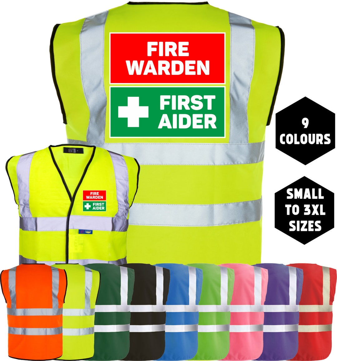 Fire Warden First Aider Hi-vis High-vis Visibility Safety Vest ...