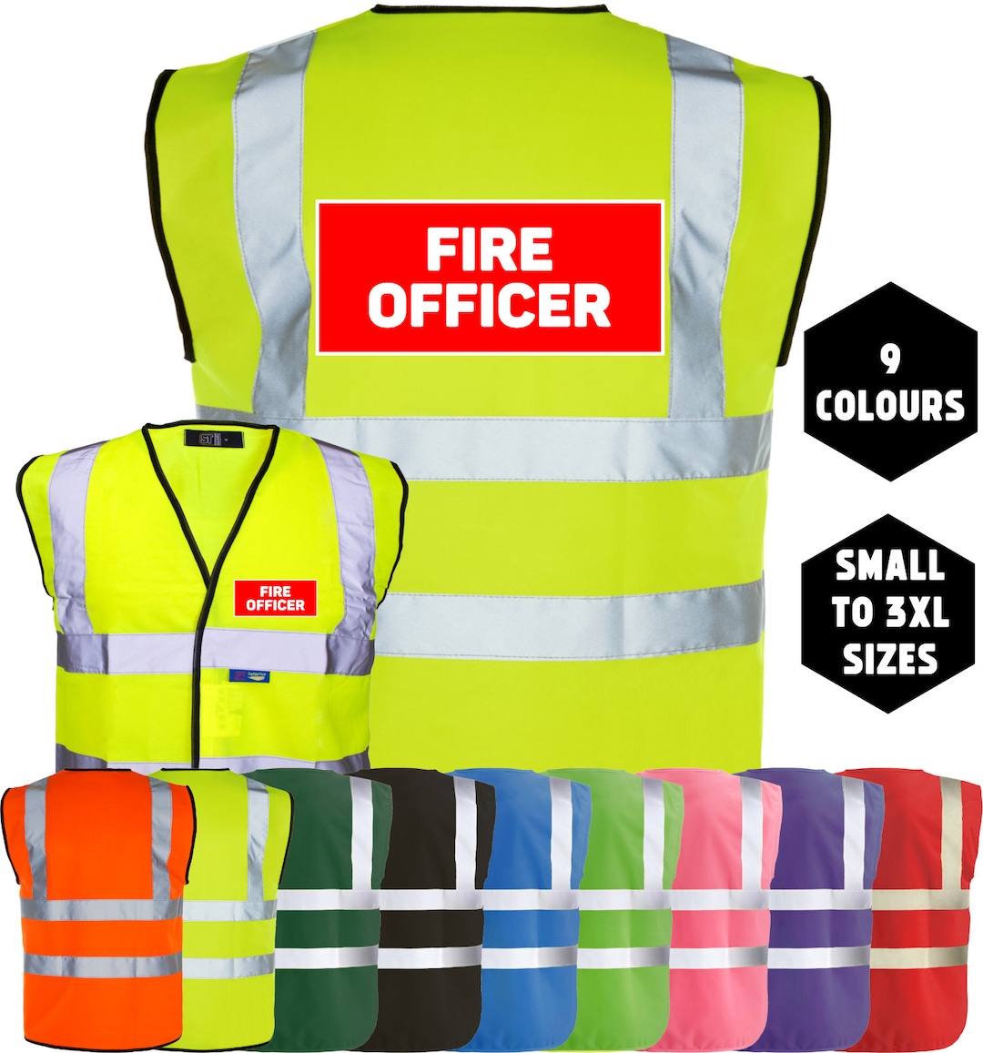 Fire Officer Hi-vis High-viz Visibility Safety Vest Waistcoat Tabard - Etsy