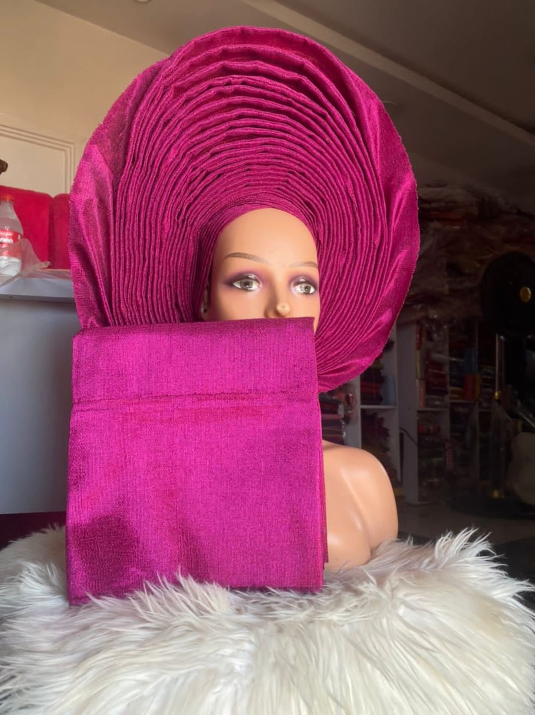 Pink Autogele Aso-oke, Africa Turban Headpiece Headwear, African Head ...