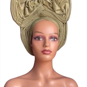 Gold Autogele Headwrap Nigerian Asooke Gele Head-tie - Etsy