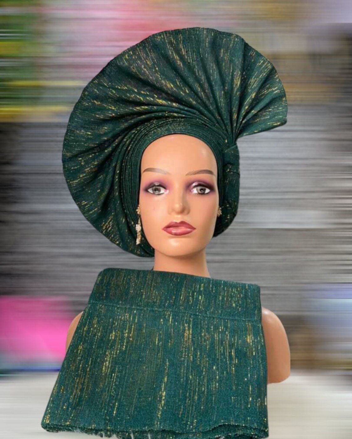Autogele Aso-oke Green and Gold Mix Autogele Aso-oke - Etsy