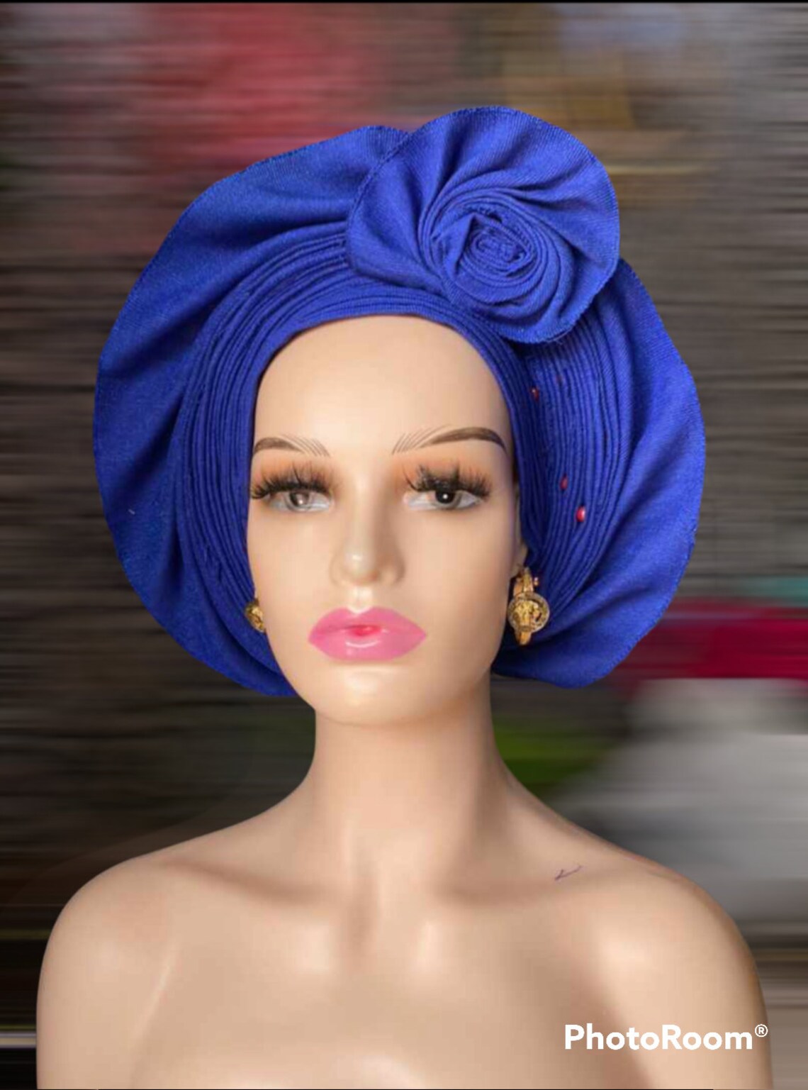 Auto Gele Head Wrap Blue Nigerian Aso Oke Gele Head Tie Head - Etsy