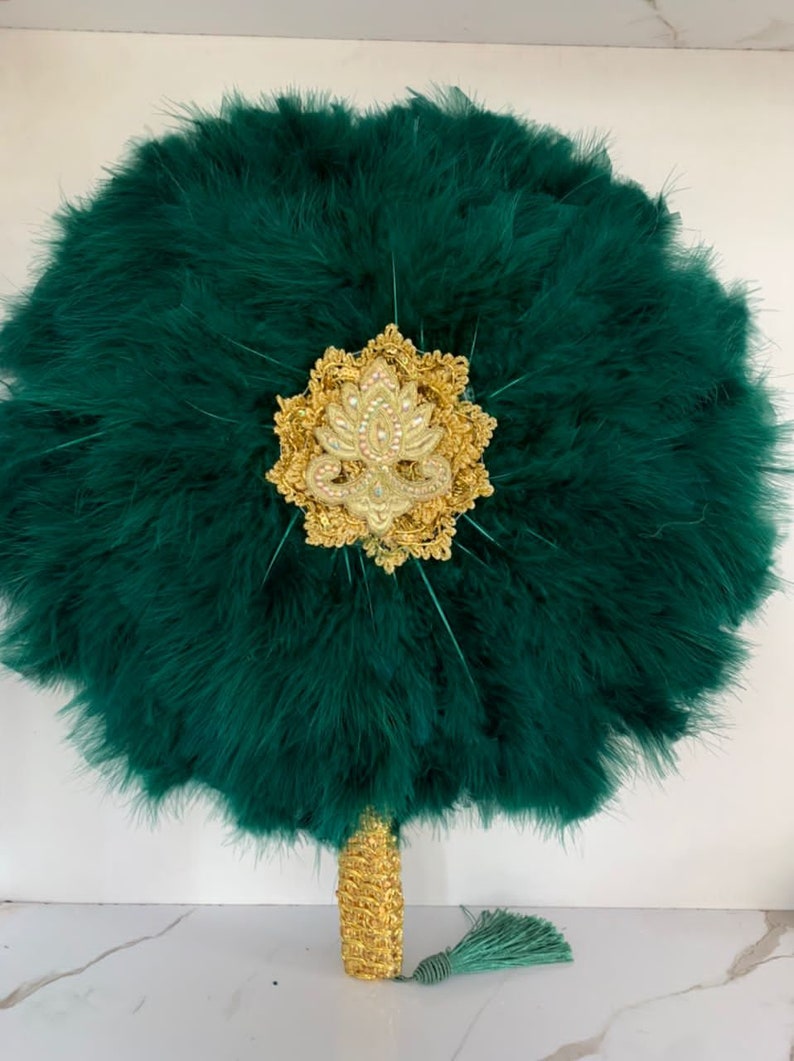 Green Hand Fan African Traditional Wedding Feather Hand Fan - Etsy